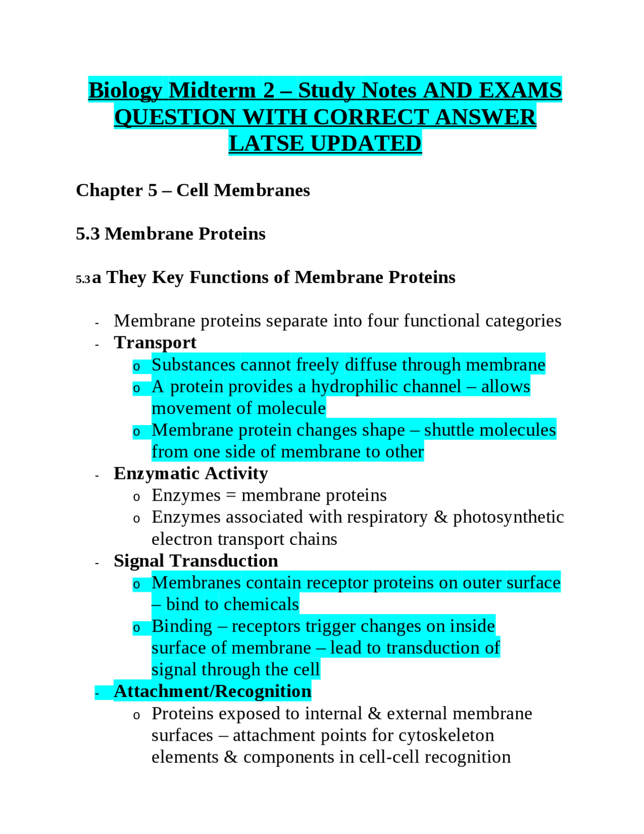 Biology Midterm 2 – Study Notes and Exams Questions | Exams Biology ...