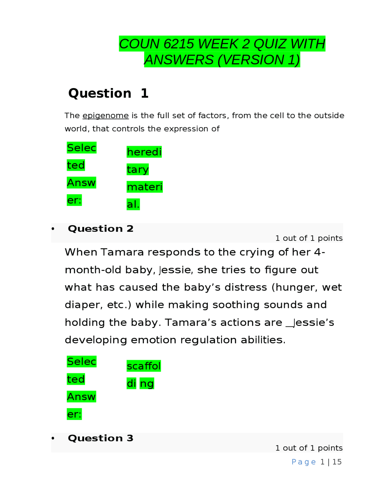 Developmental Psychology Quiz: Week 2 Concepts and Answers | Exams ...