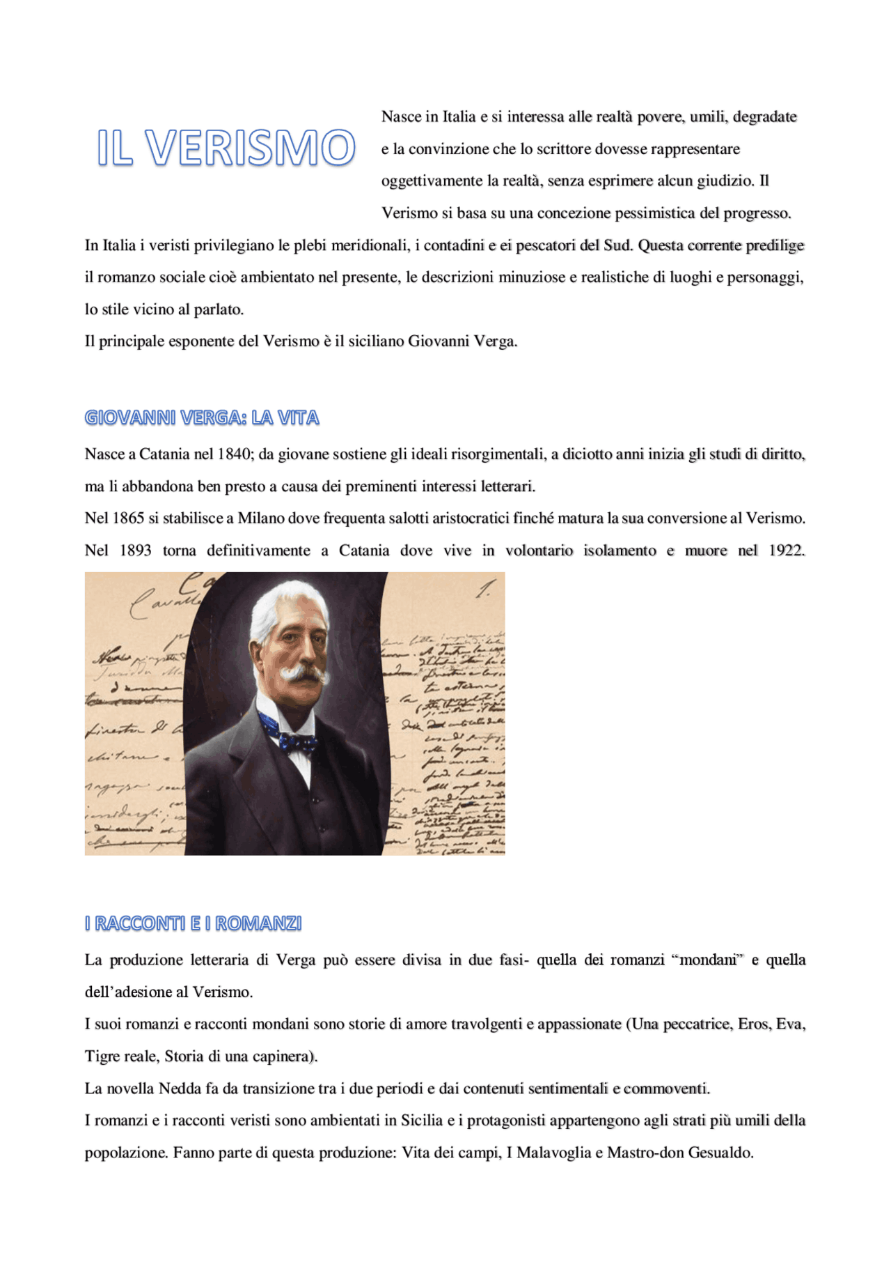 IL VERISMO TESINA 3 MEDIA | Appunti di Italiano | Docsity