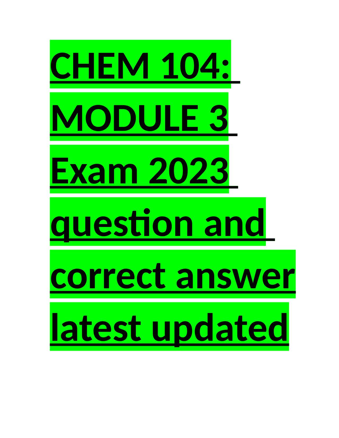 Chemistry Exam Module 3 Questions and Answers | Exams Chemistry | Docsity