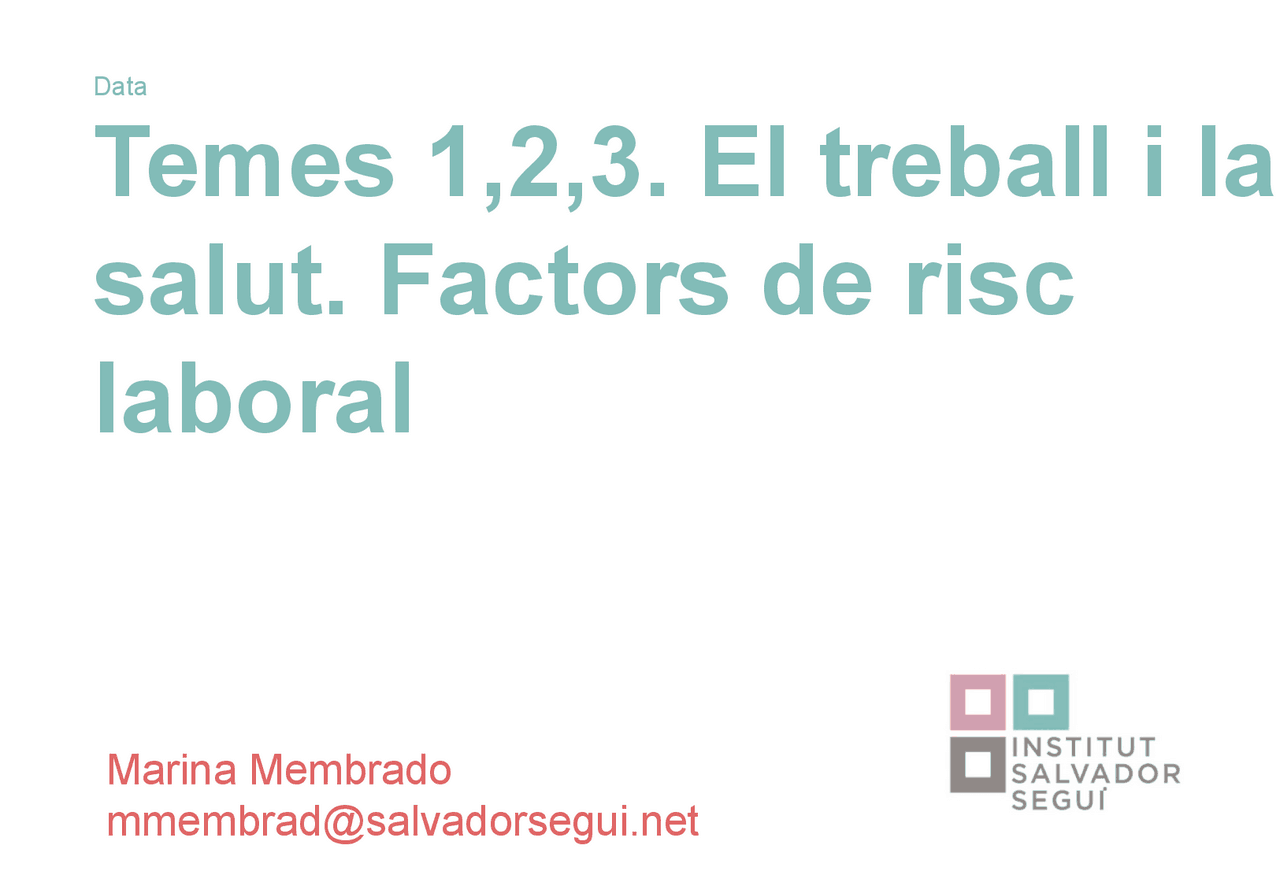 FOL_EL TREBALL I LA SALUT DE RISC LABORAL | Resúmenes de Economía de la ...