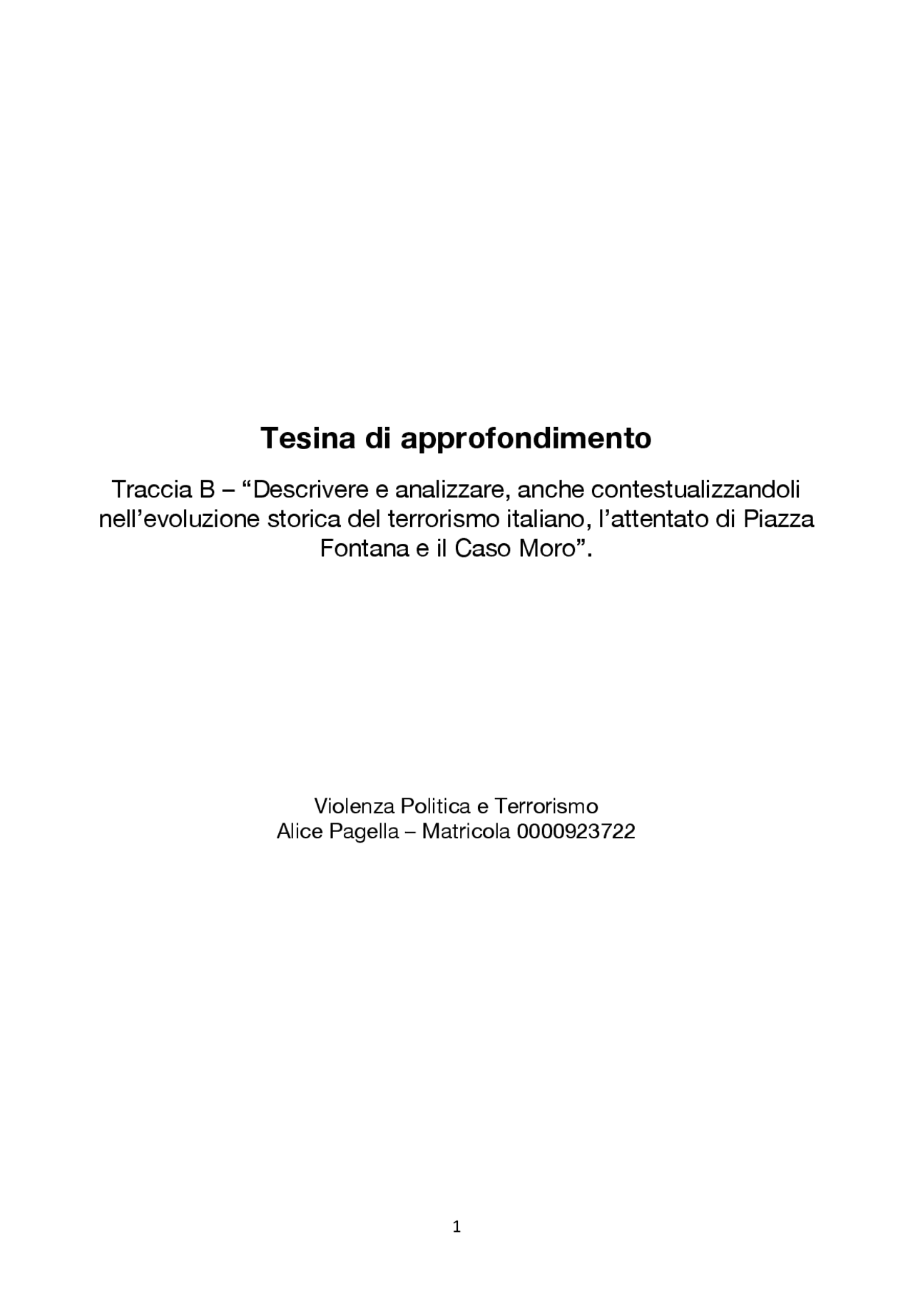 Tesina Di Approfondimento Sugli Anni Di Piombo Guide Progetti E