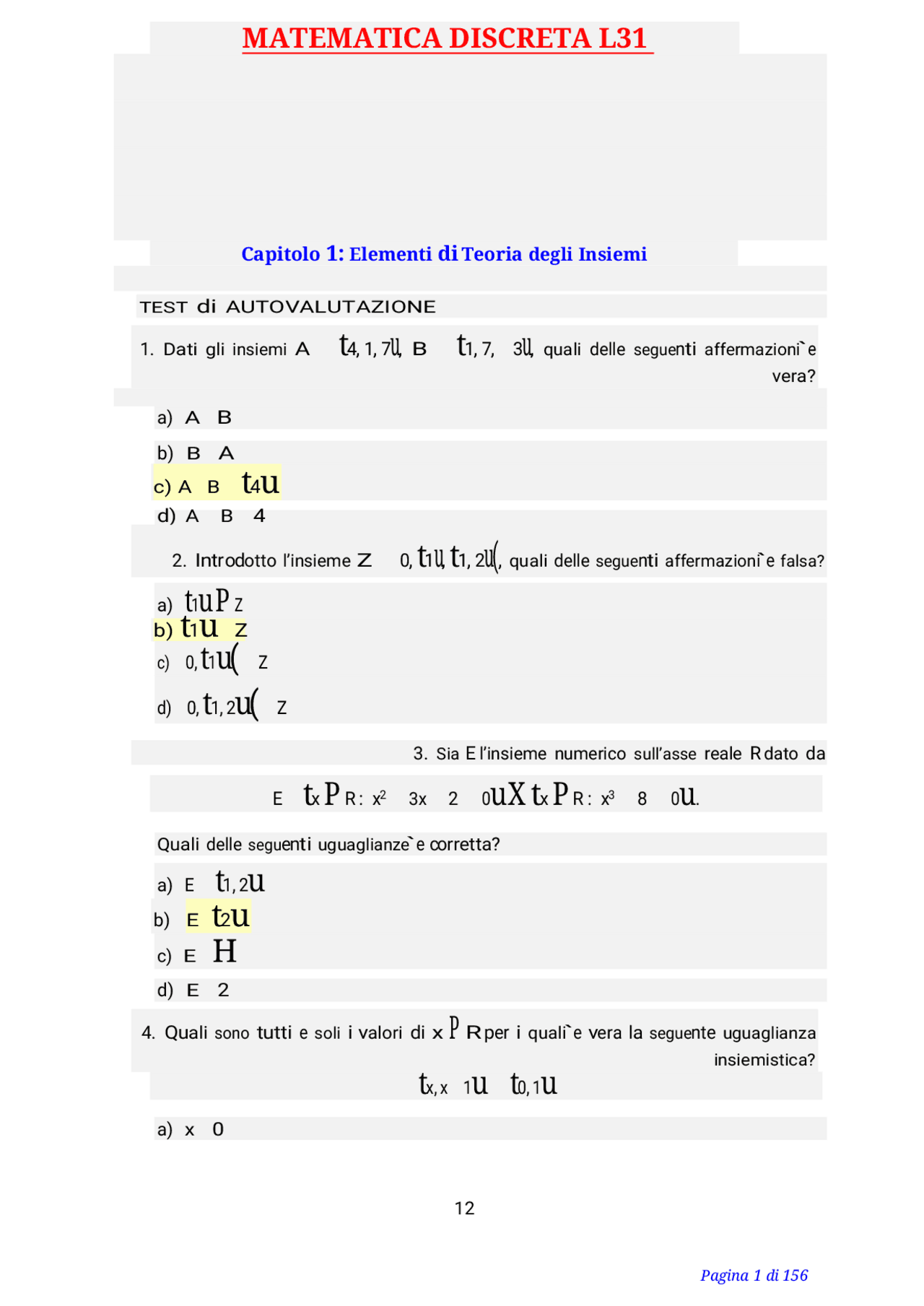 Matematica discreta L-31 | Prove d'esame di Matematica Discreta | Docsity