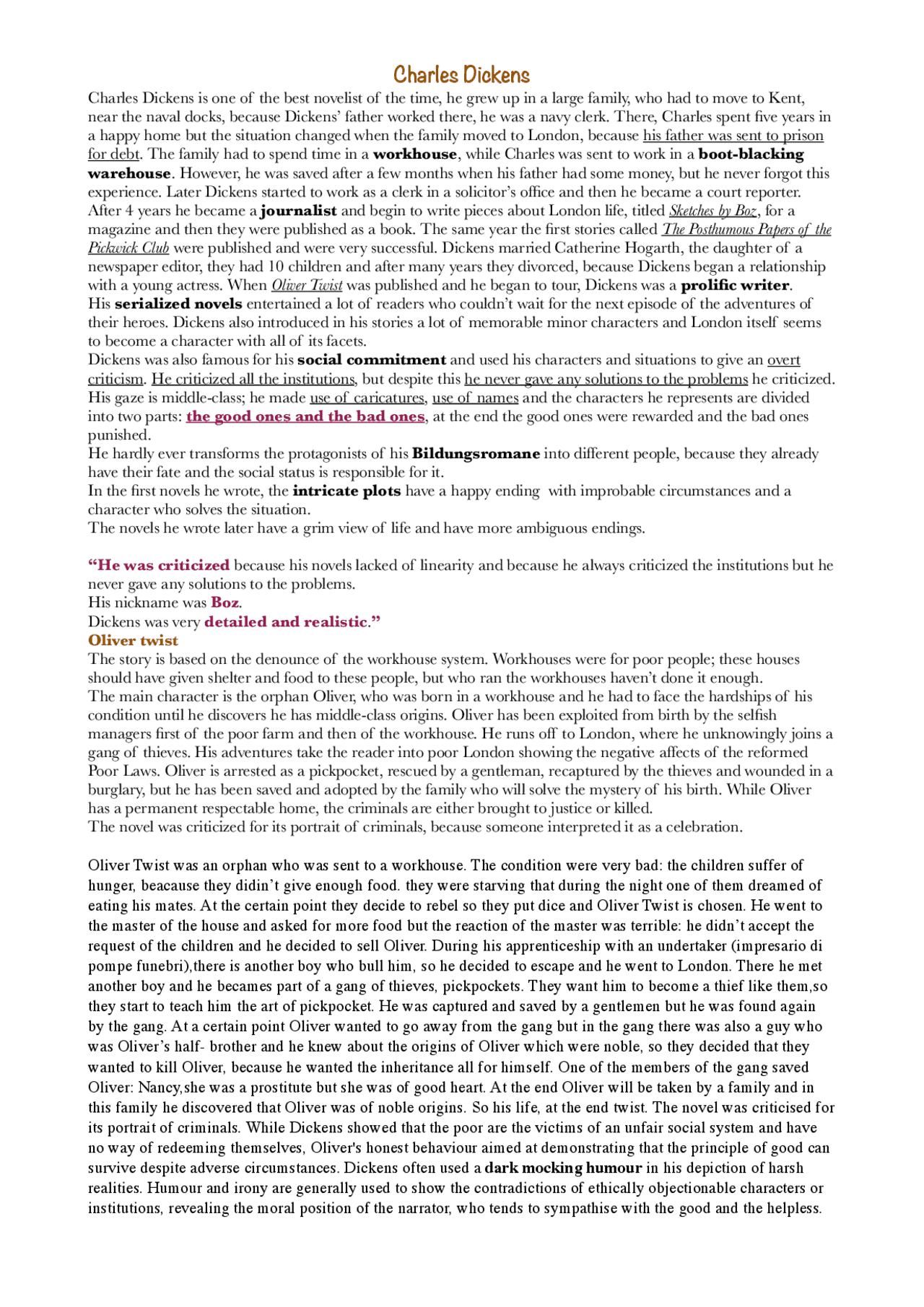 Charles Dickens: A Literary Analysis of Oliver Twist and His Social ...