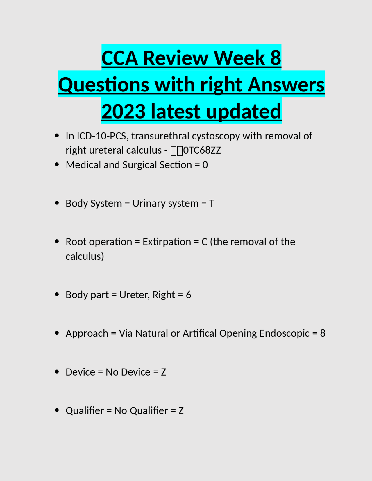 CCA Review Week 8 Questions with right Answers 2023 latest updated ...