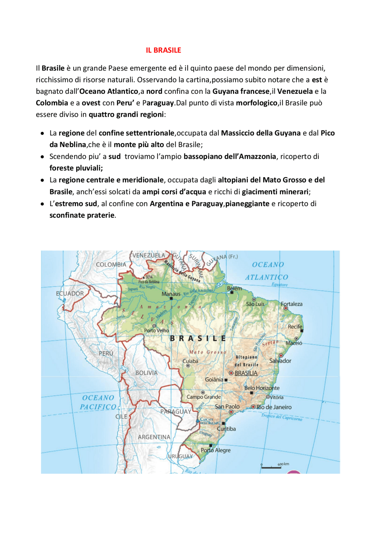 La Storia del Brasile - Geografia | Schemi e mappe concettuali di ...