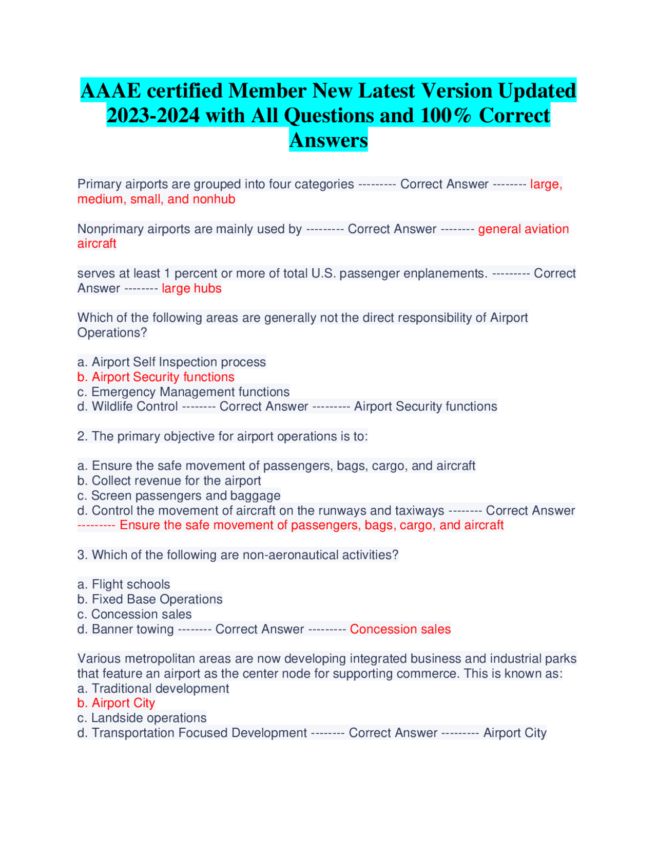 AAAE certified Member New Latest Version Updated 2023-2024 with All ...