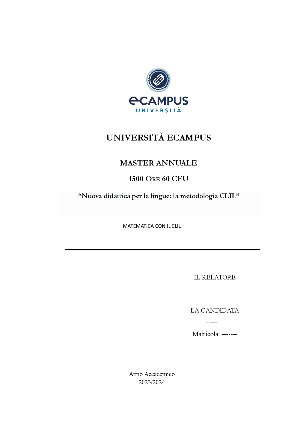 Tesi Clil Matematica Con Il Clil Corso Di Perfezionamento