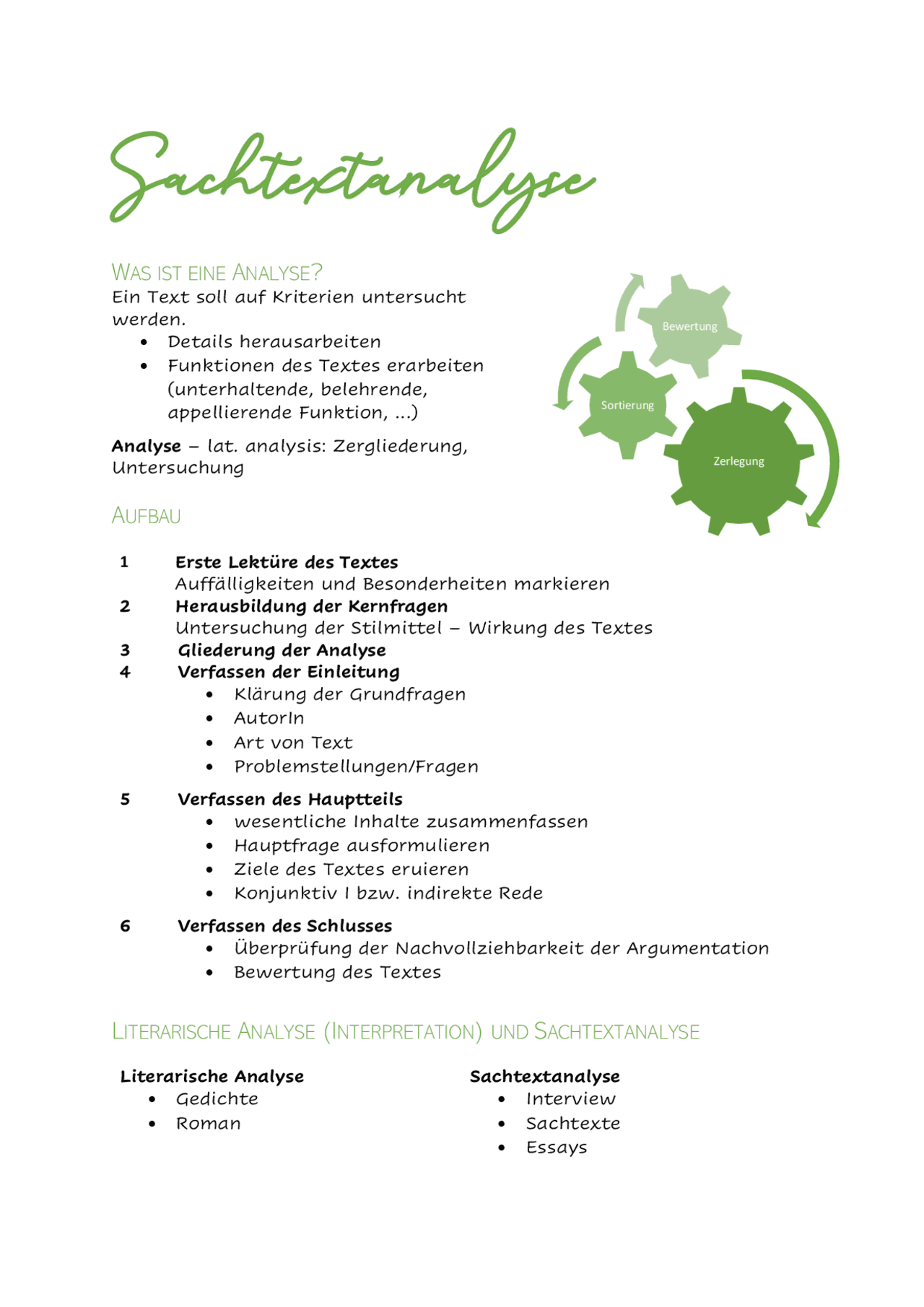 Sachtextanalyse (kompakt) | Mitschriften Deutsch | Docsity
