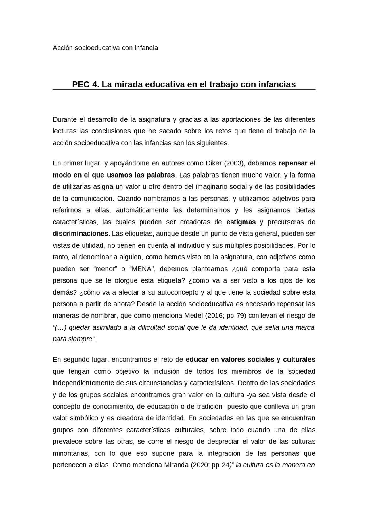 Acción Socioeducativa Con Infancia Pec 4 Ejercicios De Ciencias De La