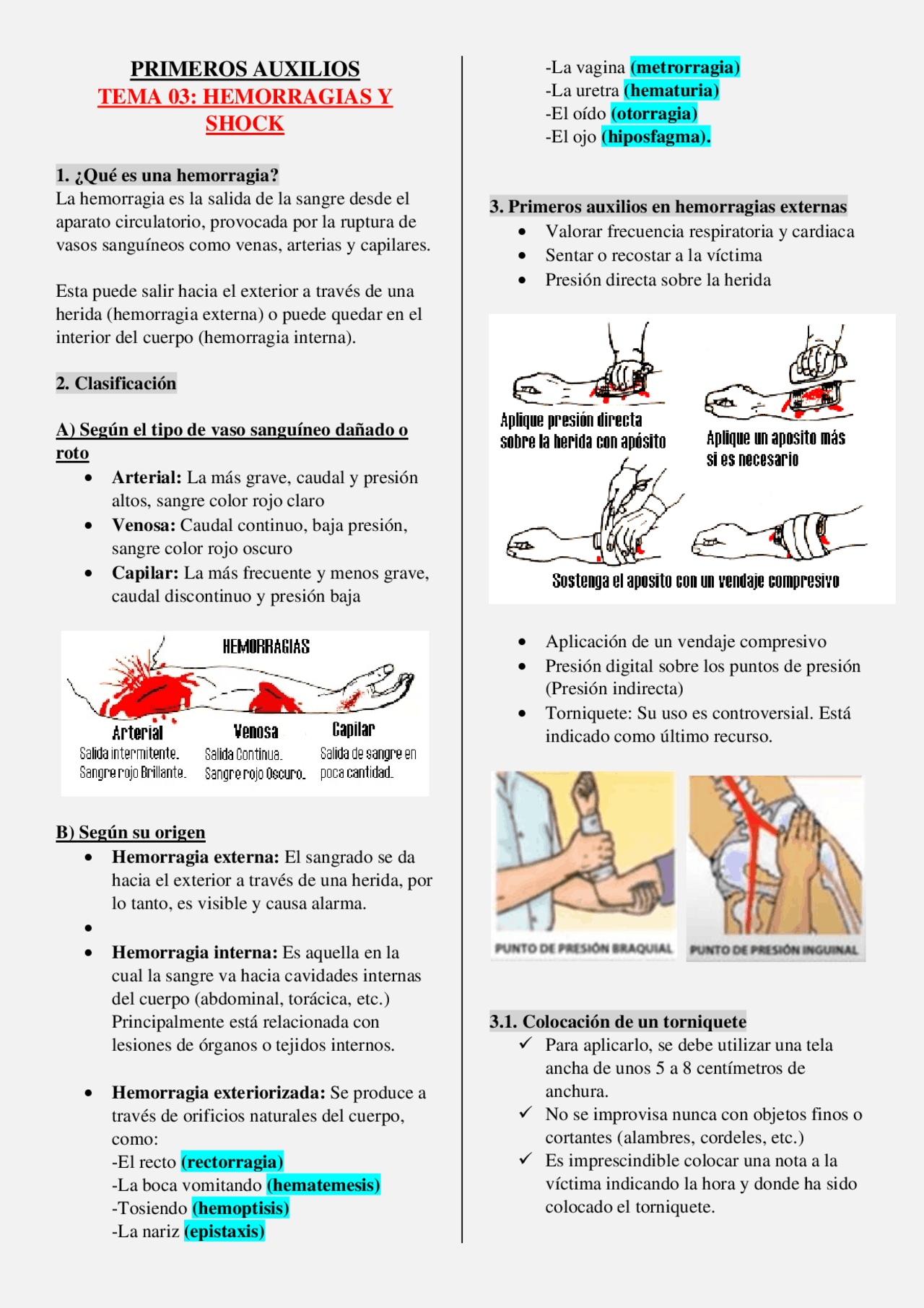Primeros Auxilios Sangrado Arterial