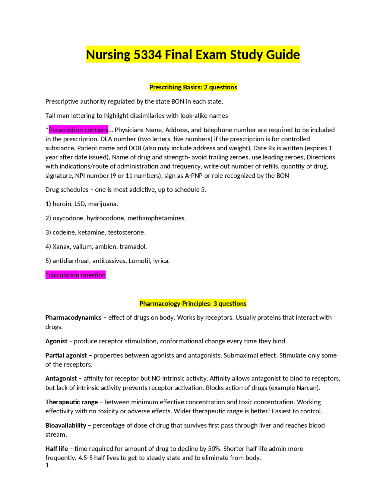 Nursing 5334 Final Exam Study Guide | Study Guides, Projects, Research ...