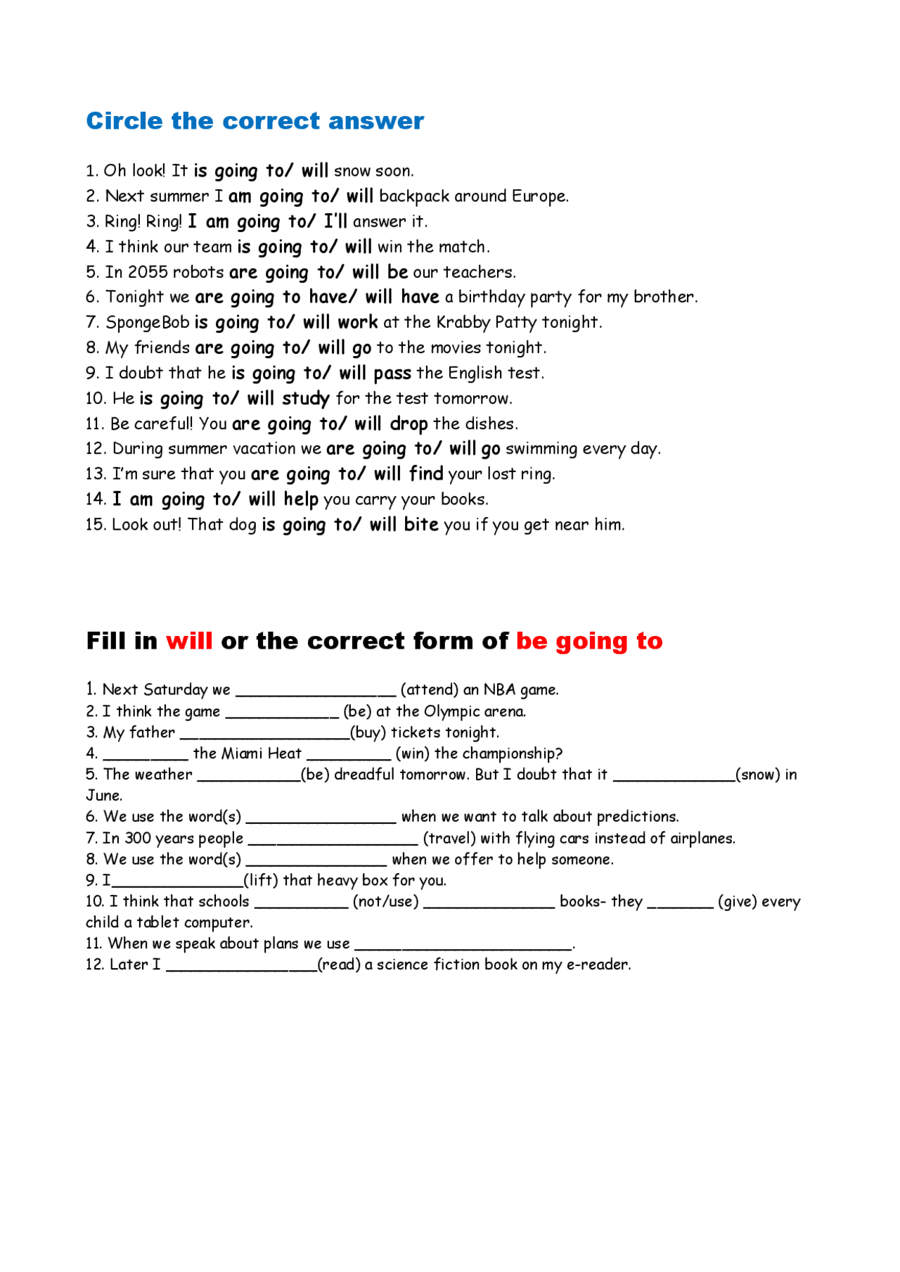 Future and conditionals exercises | Esercizi di Inglese | Docsity