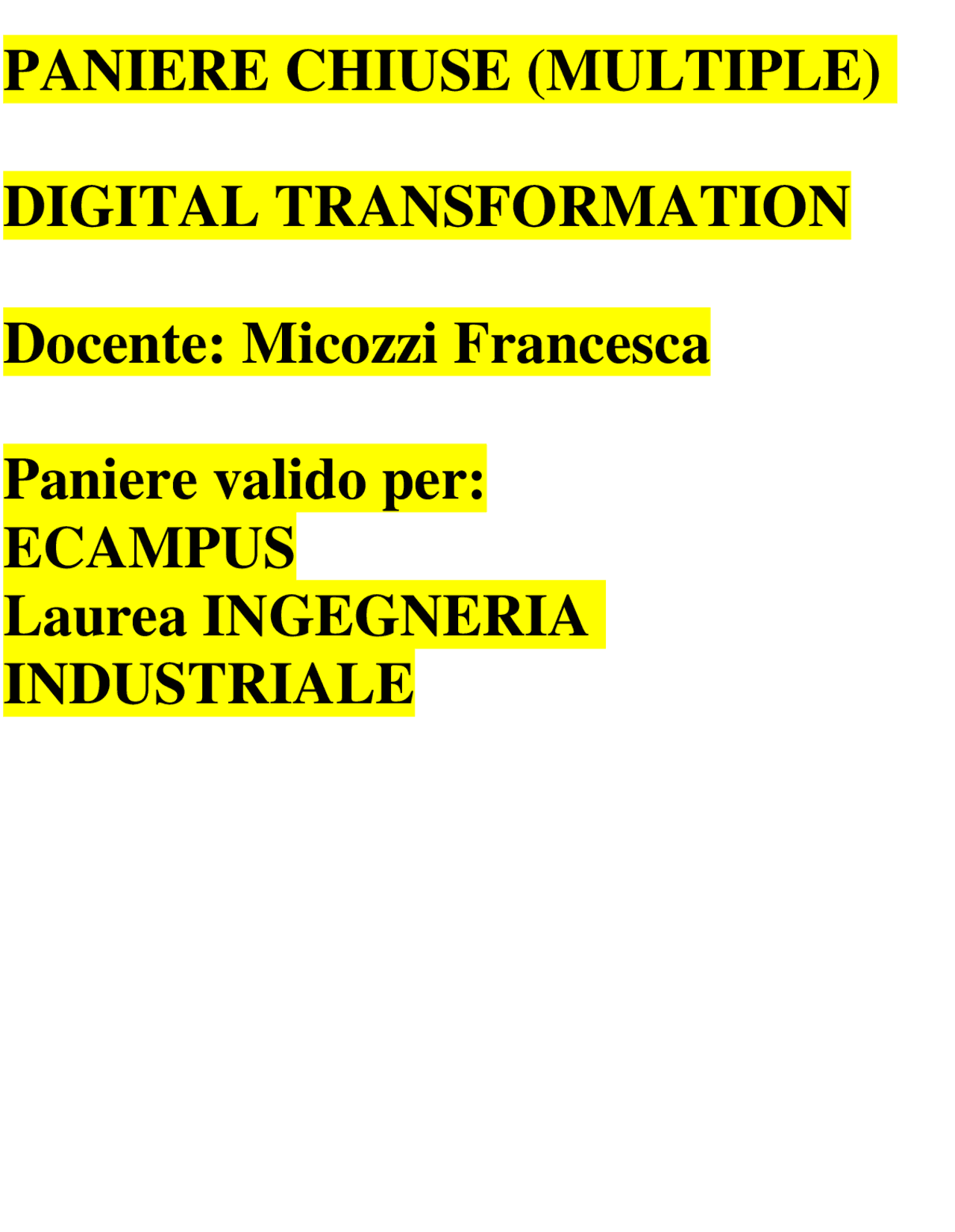 Paniere Chiuse Multiple Digital Transformation Docente Micozzi