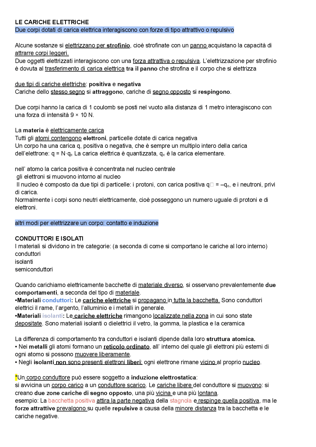 cariche elettriche, conduttori e isolanti, legge di coulomb, | Slide di ...
