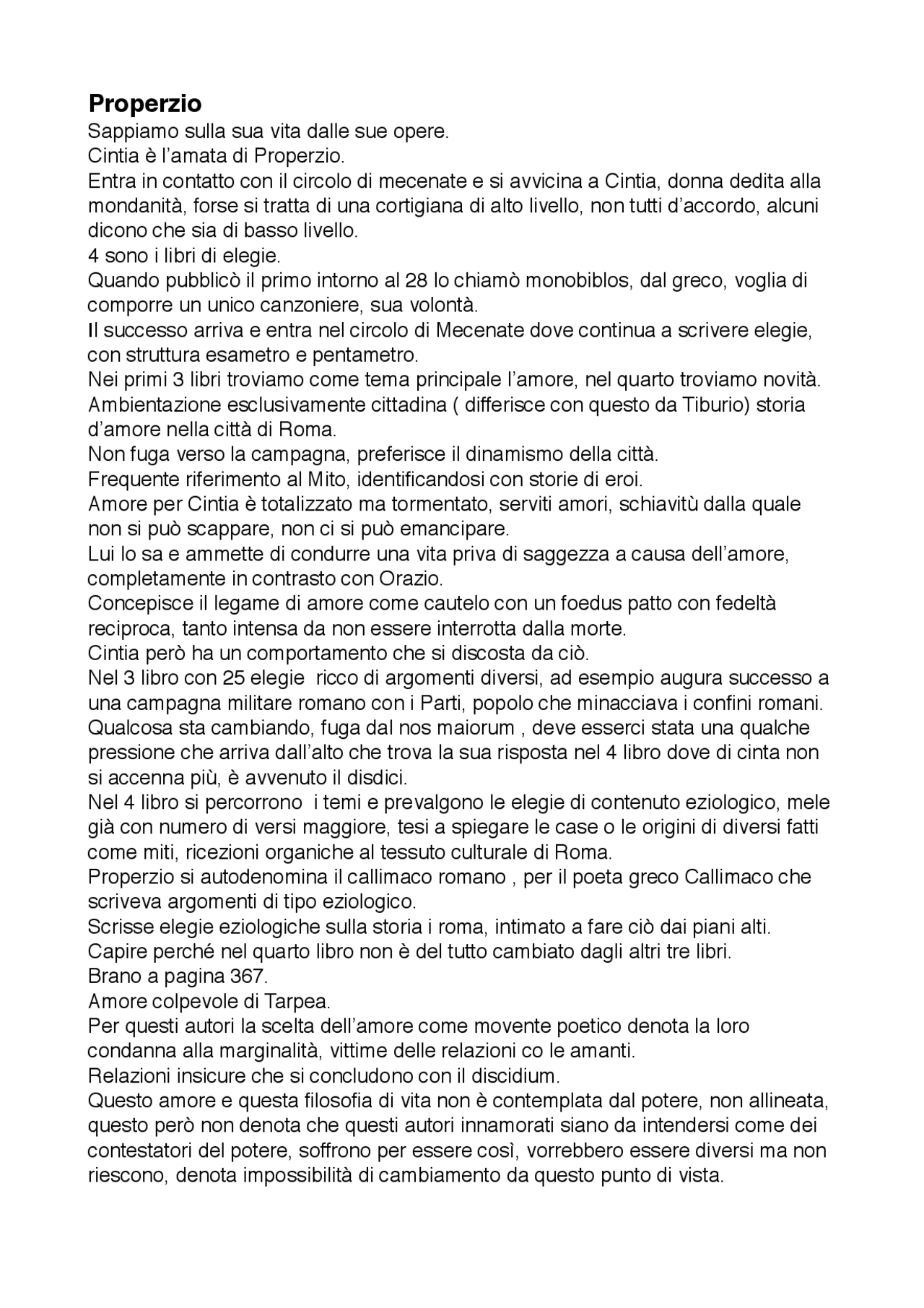 Appunti Sullautore Properzio Appunti Di Latino Docsity
