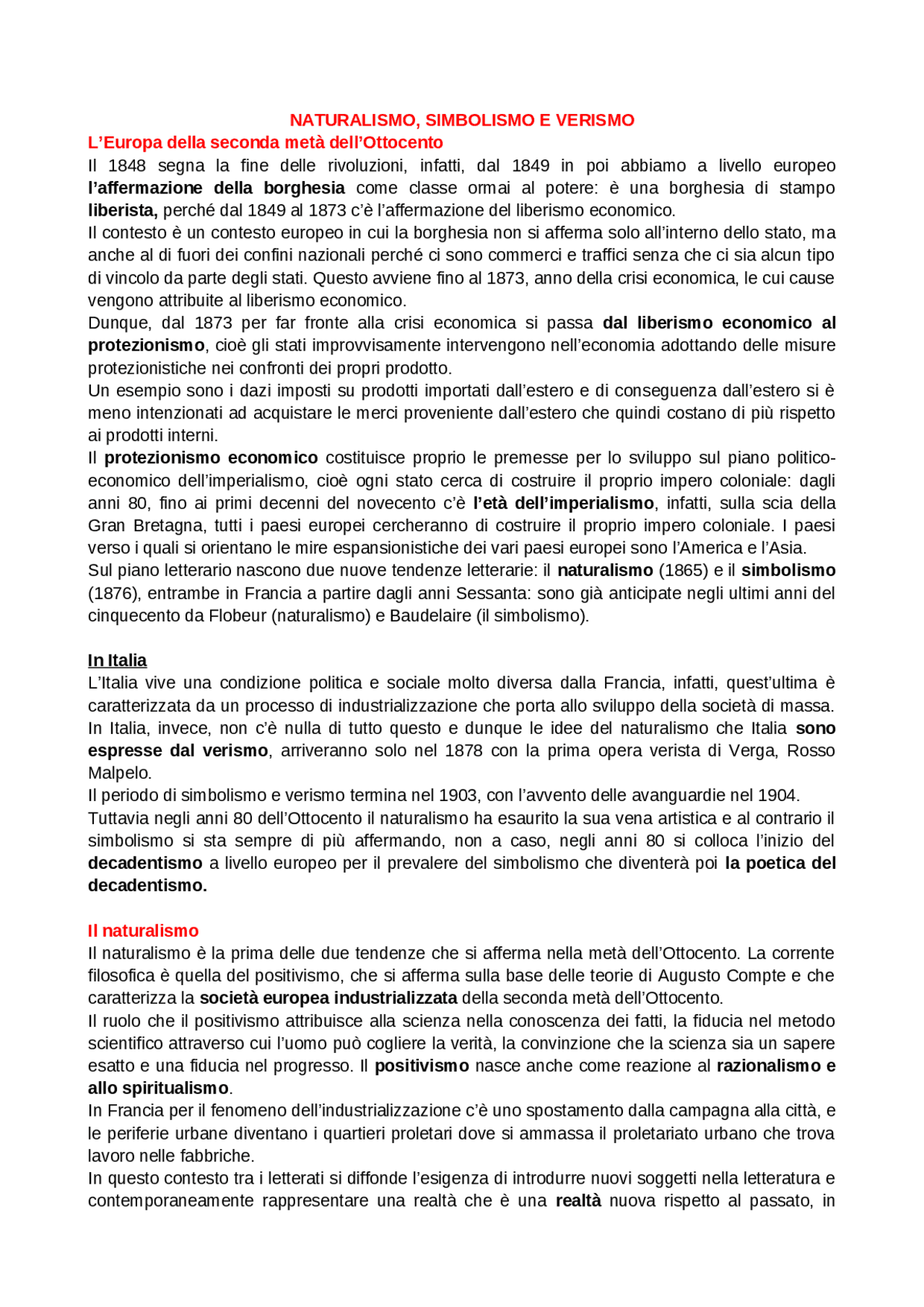 Naturalismo, verismo, verga, la scapigliatura | Appunti di Italiano ...