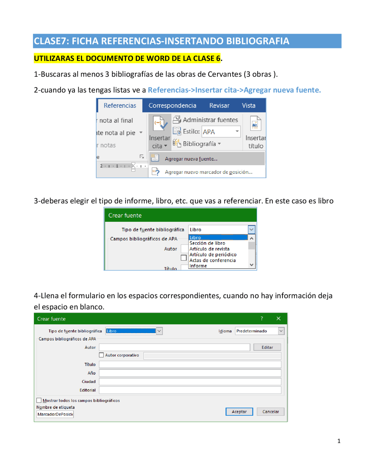 Insertar Bibliografia Word Ejercicios De Informática Móvil Docsity