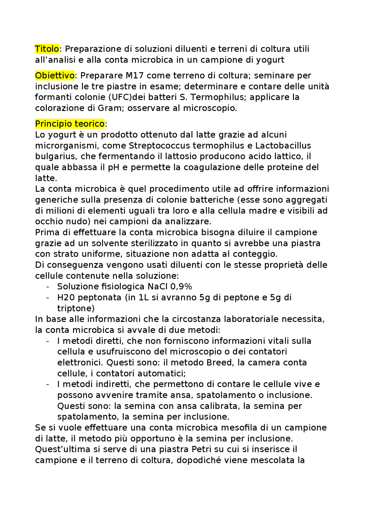 Preparazione di soluzioni diluenti e terreni di coltura utili all’analisi | Dispense di Biologia ...