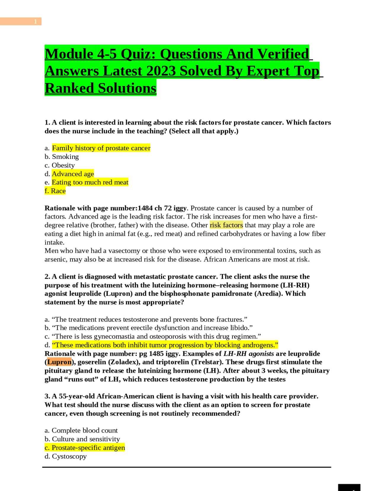 Module 4-5 Quiz: Questions And Verified Answers Latest 2023 Solved By ...