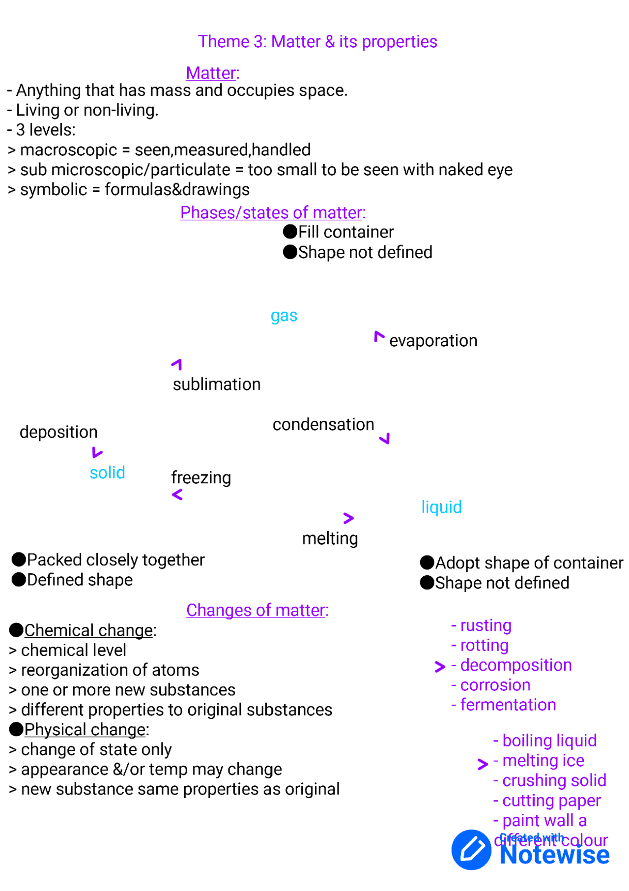 Matter and its properties: study notes. pdf | Study notes Chemistry ...
