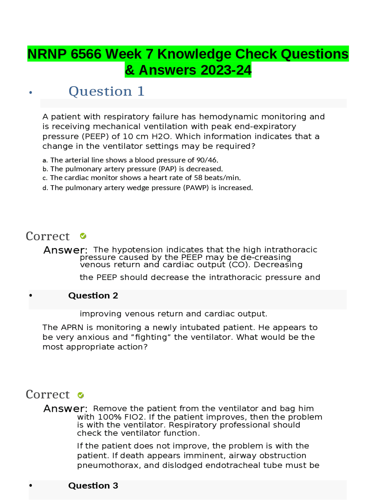 NRNP 6566 Week 7 Knowledge Check Questions & Answers 2023-24 | Exams ...