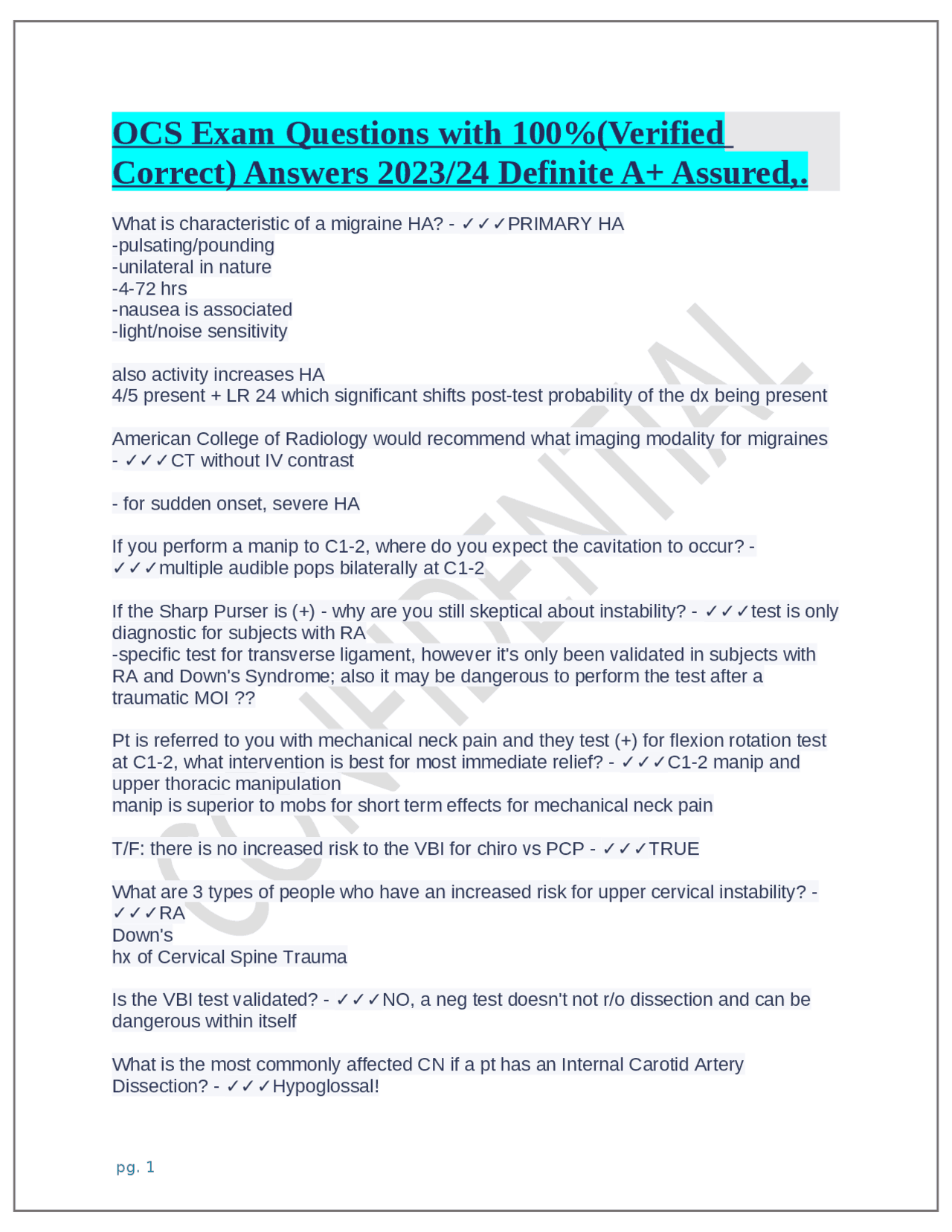 Ocs Exam Questions With 100verified Correct Answers 202324 Definite