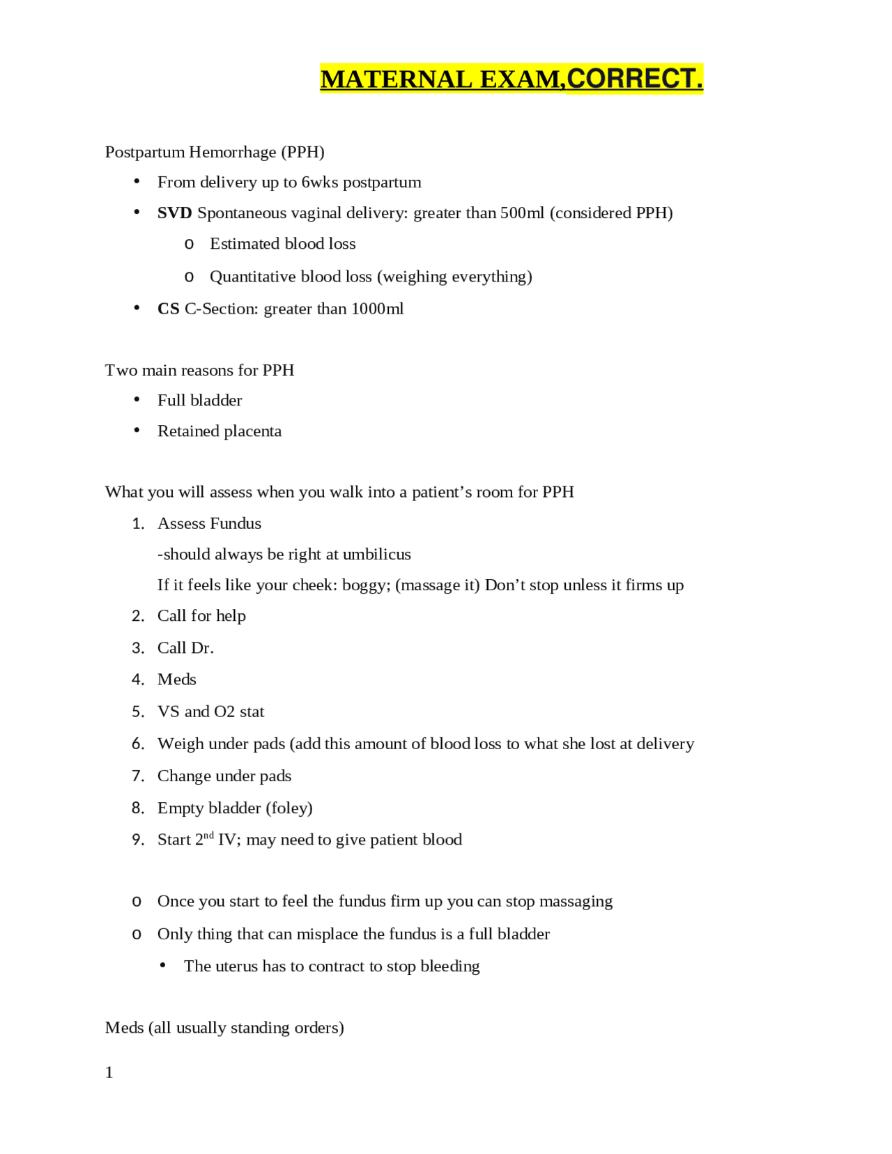 Maternal Exam and Prenatal Care | Exams Nursing | Docsity