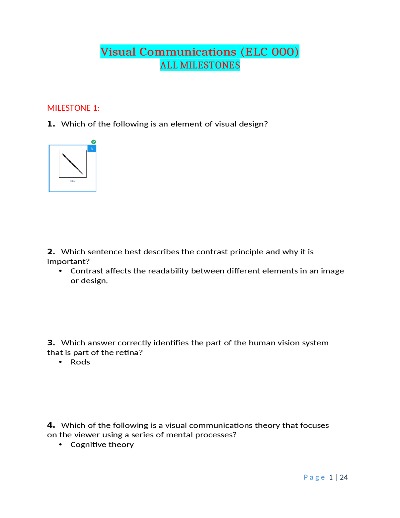 Visual Communications (ELC 000)ALL MILESTONES | Exams Communications Law | Docsity