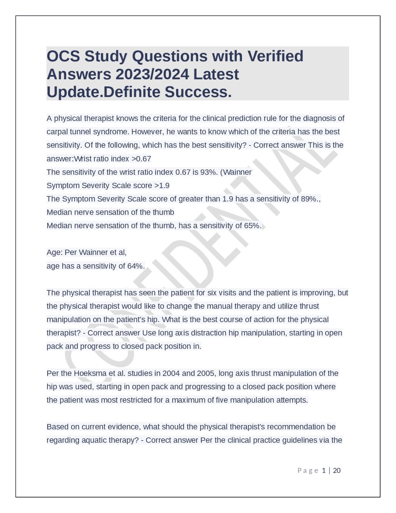 OCS Study Questions with Verified Answers 2023/2024 Latest Update ...