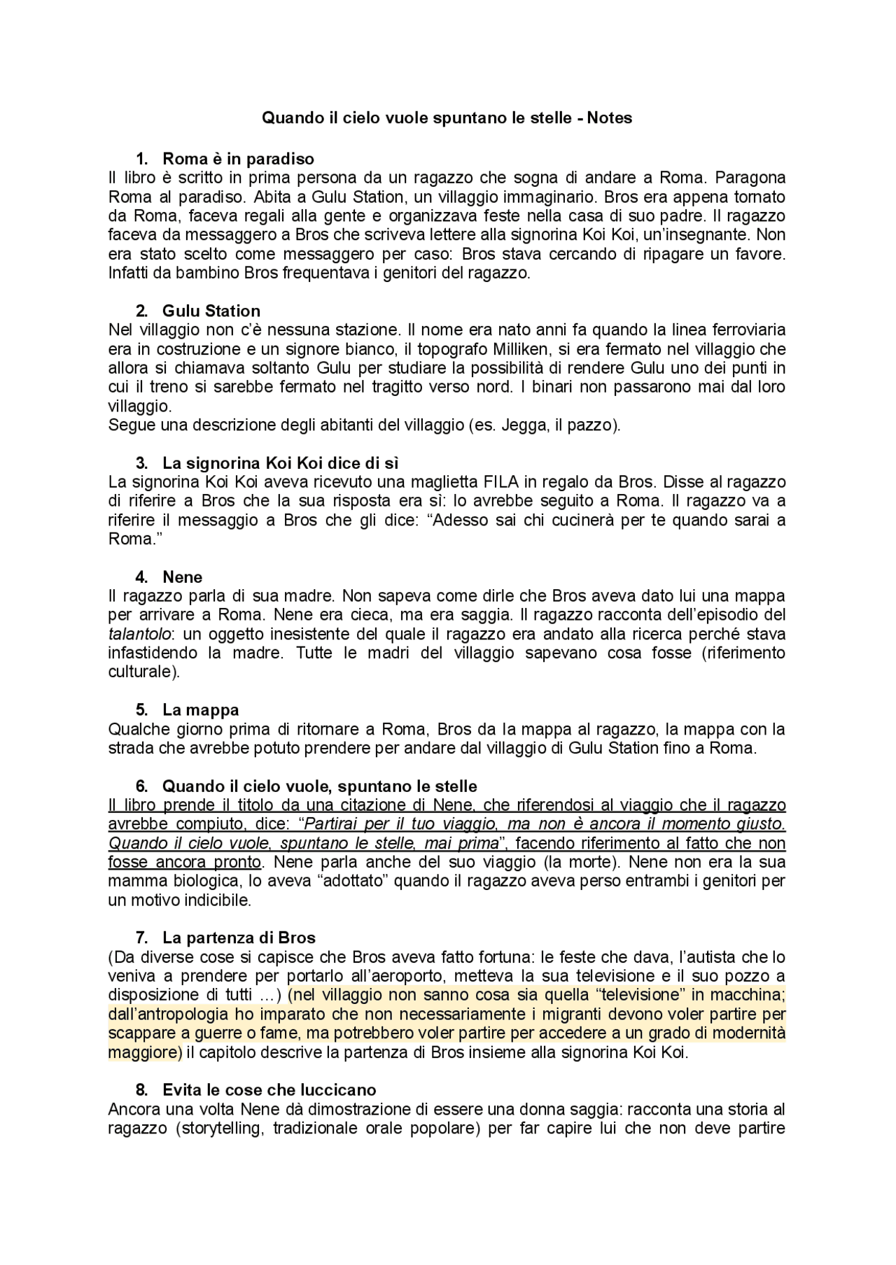 Riassunto del libro Quando il cielo vuole spuntano le stelle | Schemi e ...