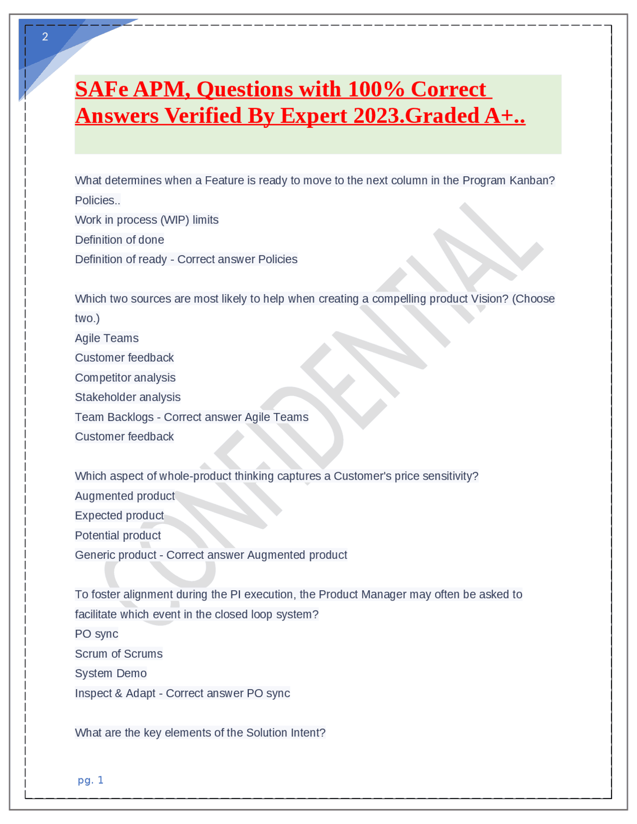 SAFe APM, Questions with 100% Correct Answers Verified By Expert 2023 ...