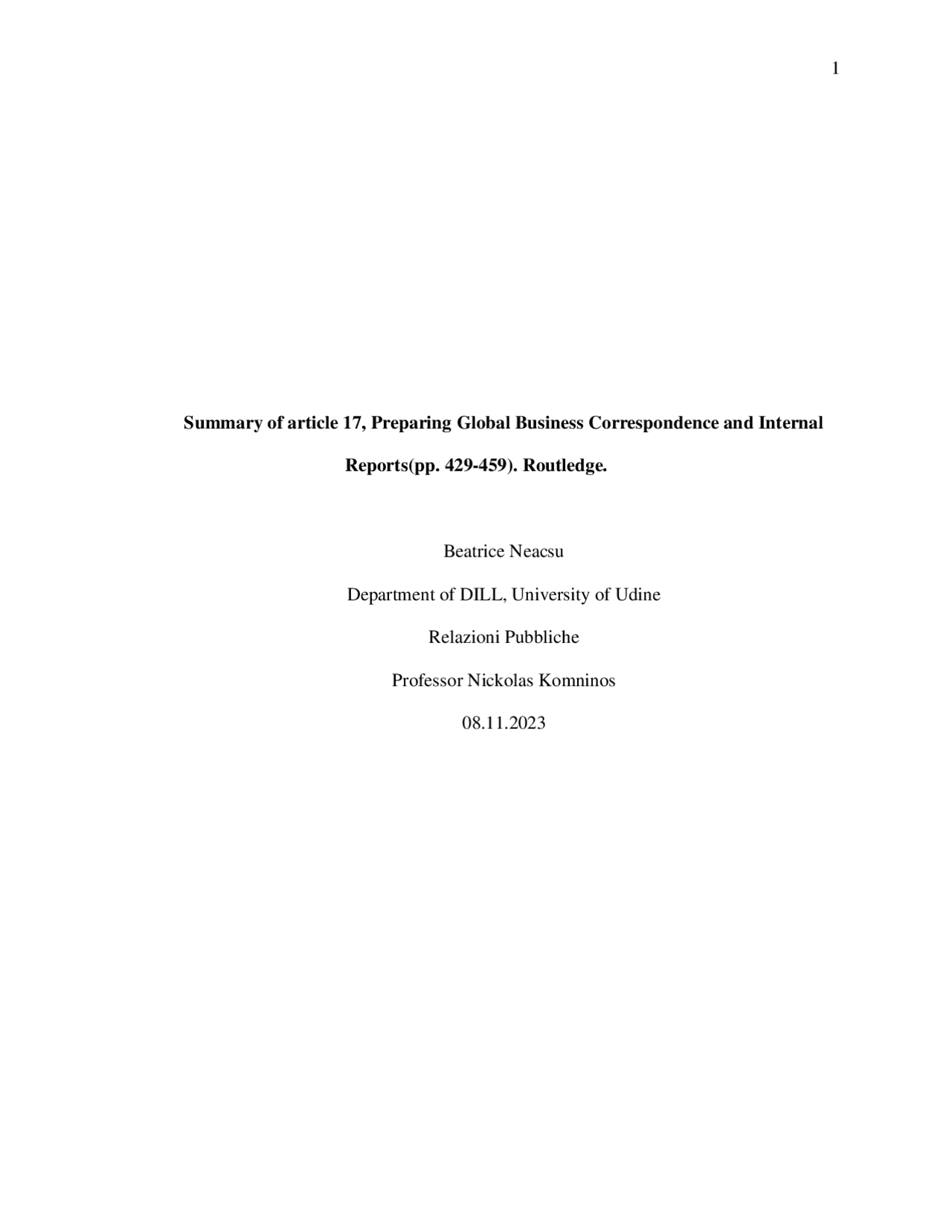 Riassunto Articolo 17 Sintesi Del Corso Di Lingua Inglese Docsity