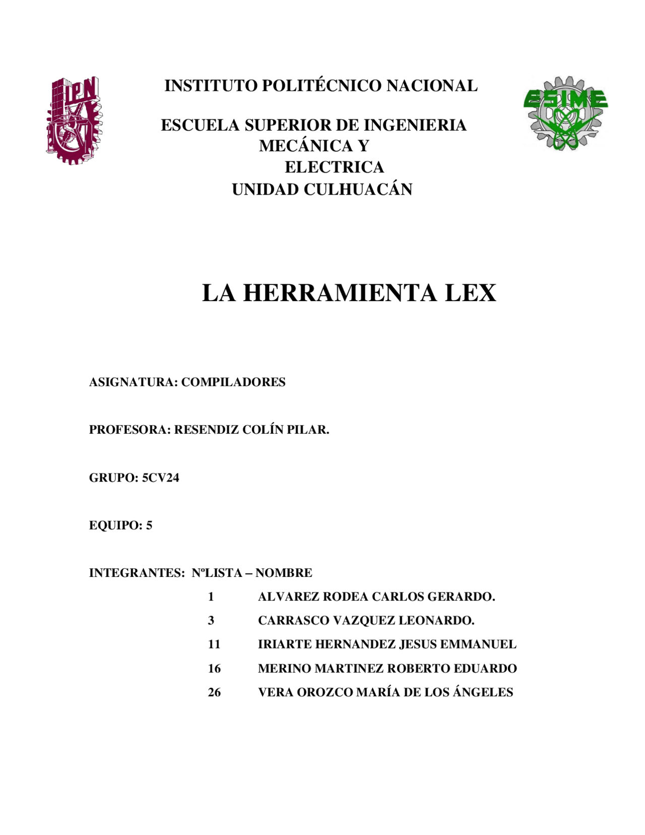 Herramienta lex y yacc | Ejercicios de Compiladores | Docsity