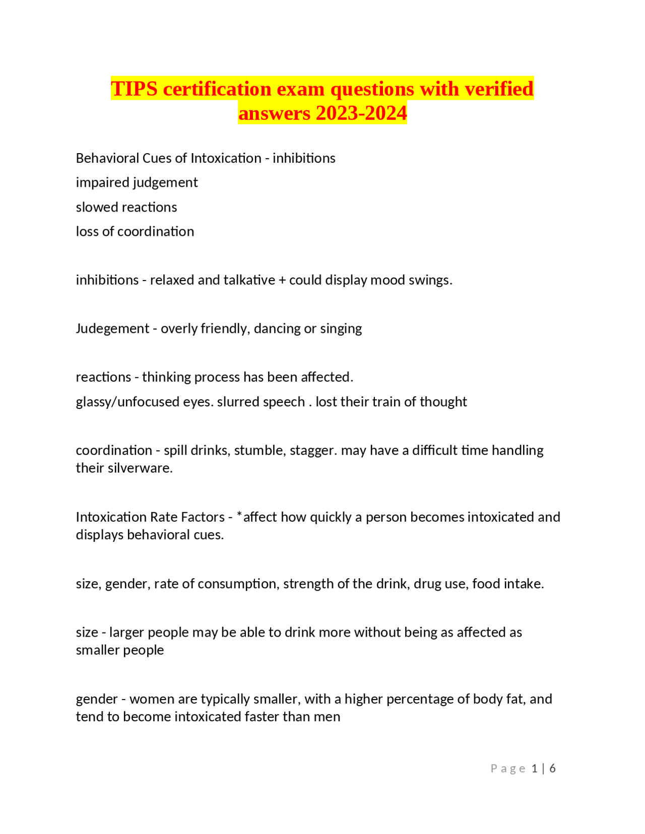 TIPS certification exam questions with verified answers 2023-2024 ...