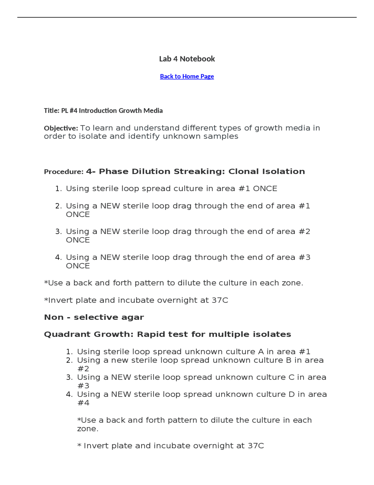 Bio 171 Lab 4 Notebook Introduction To Growth Media Portage Learning Lab Reports 
