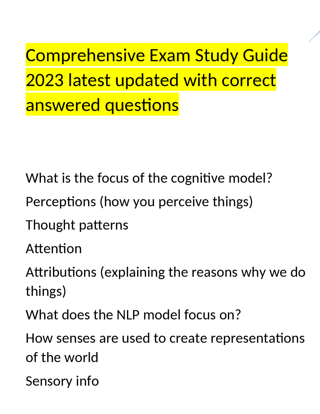 Comprehensive Exam Study Guide 2023 | Exams Physiology | Docsity