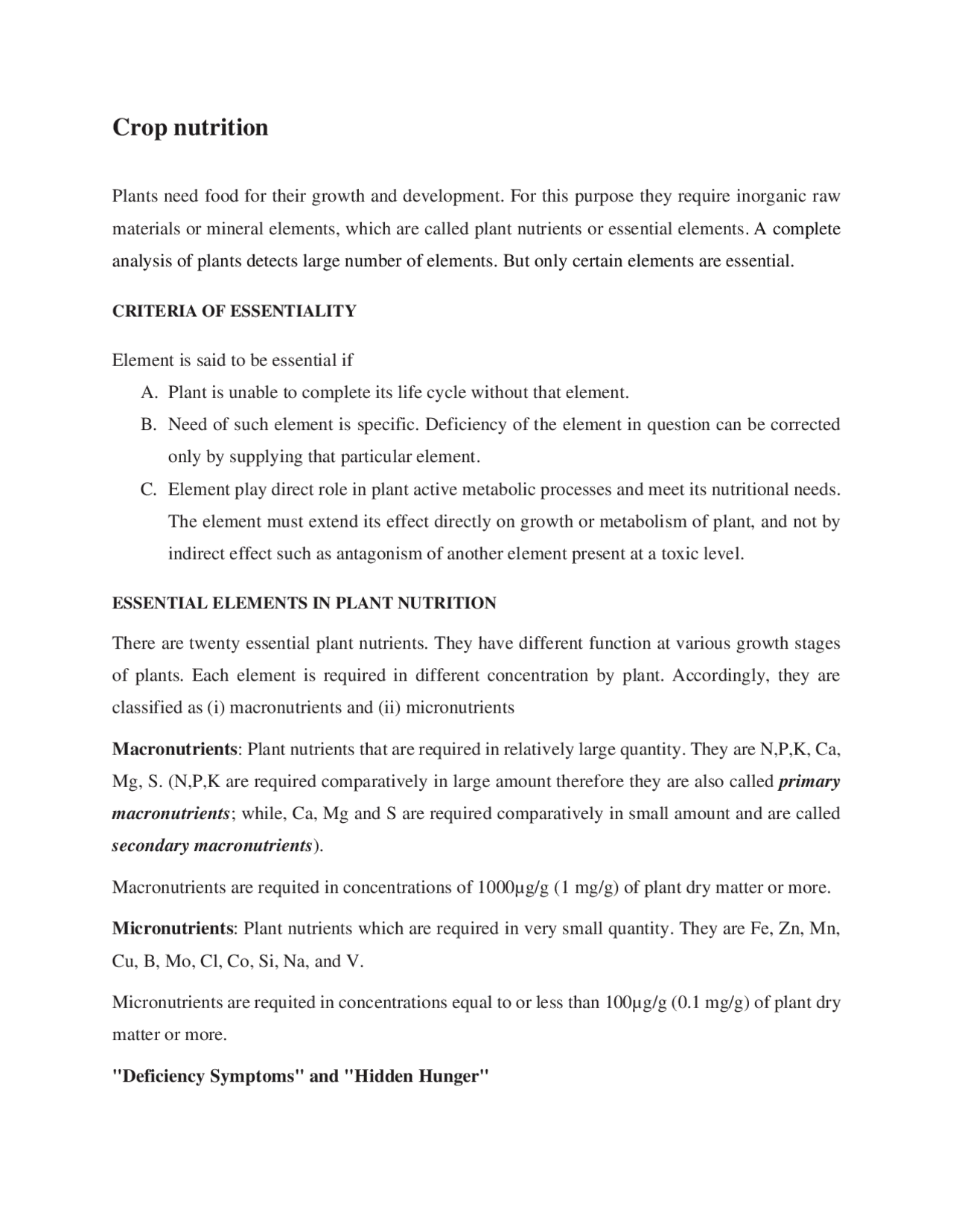 Plant Nutrition And Essential Elements Classification Of Fertilizers