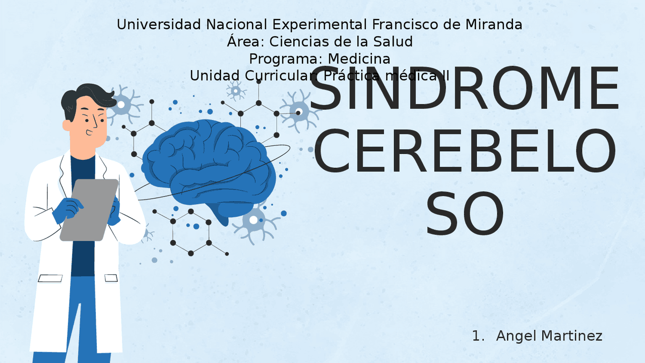 sindromes cerebelosos | Diapositivas de Diagnóstico | Docsity