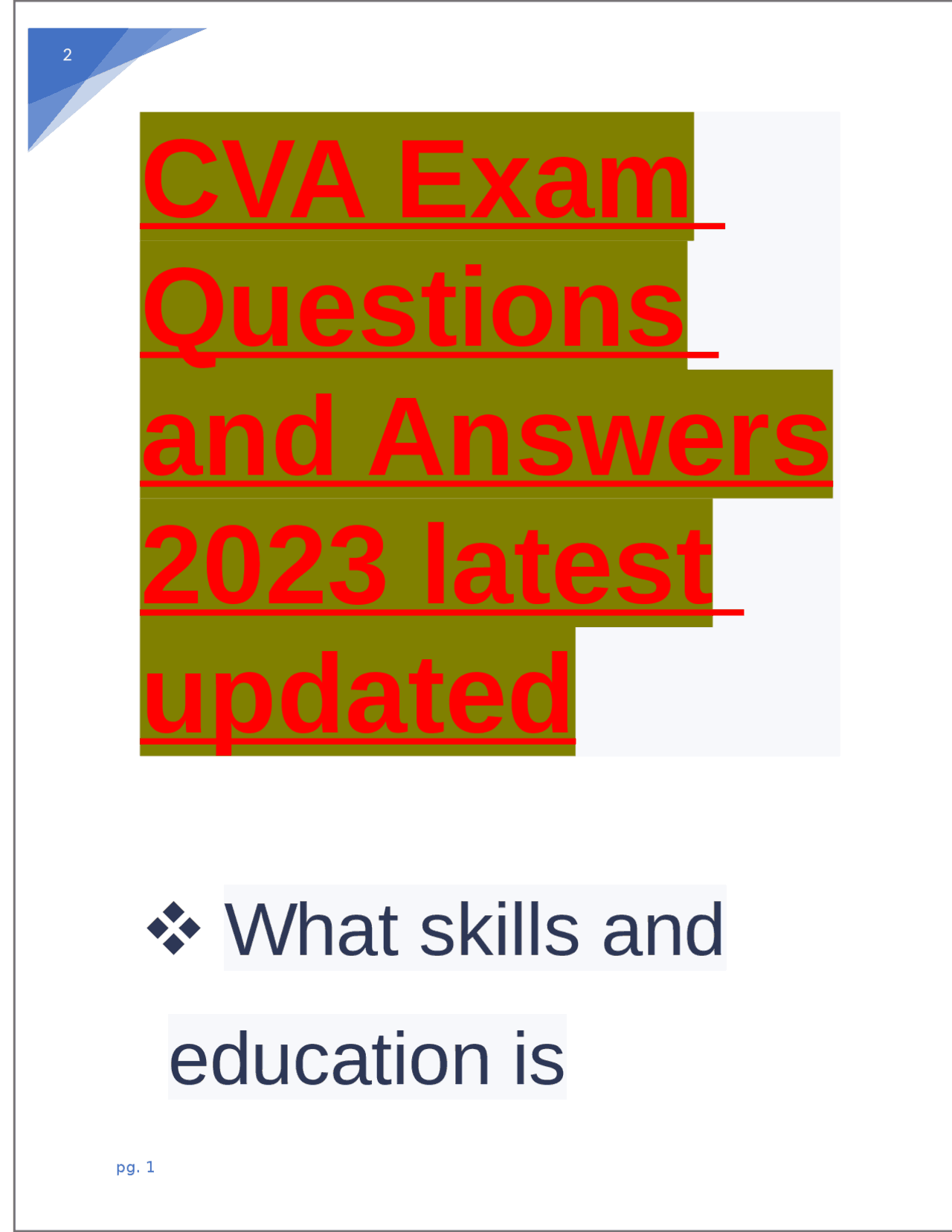 CVA Exam Questions and Answers 2023 latest updated | Exams Veterinary ...
