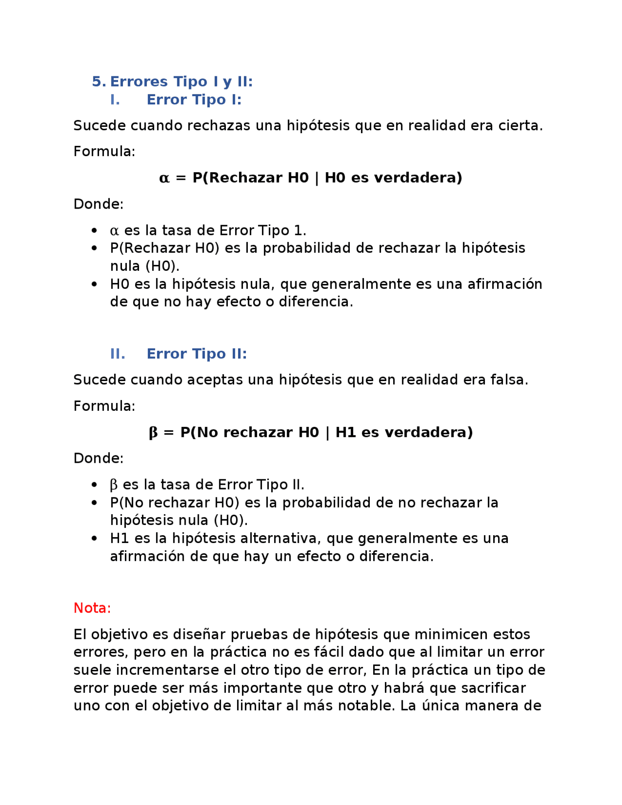 errores tipo 1 y 2 son ejemplos basicos para entenderlos y que te sean ...
