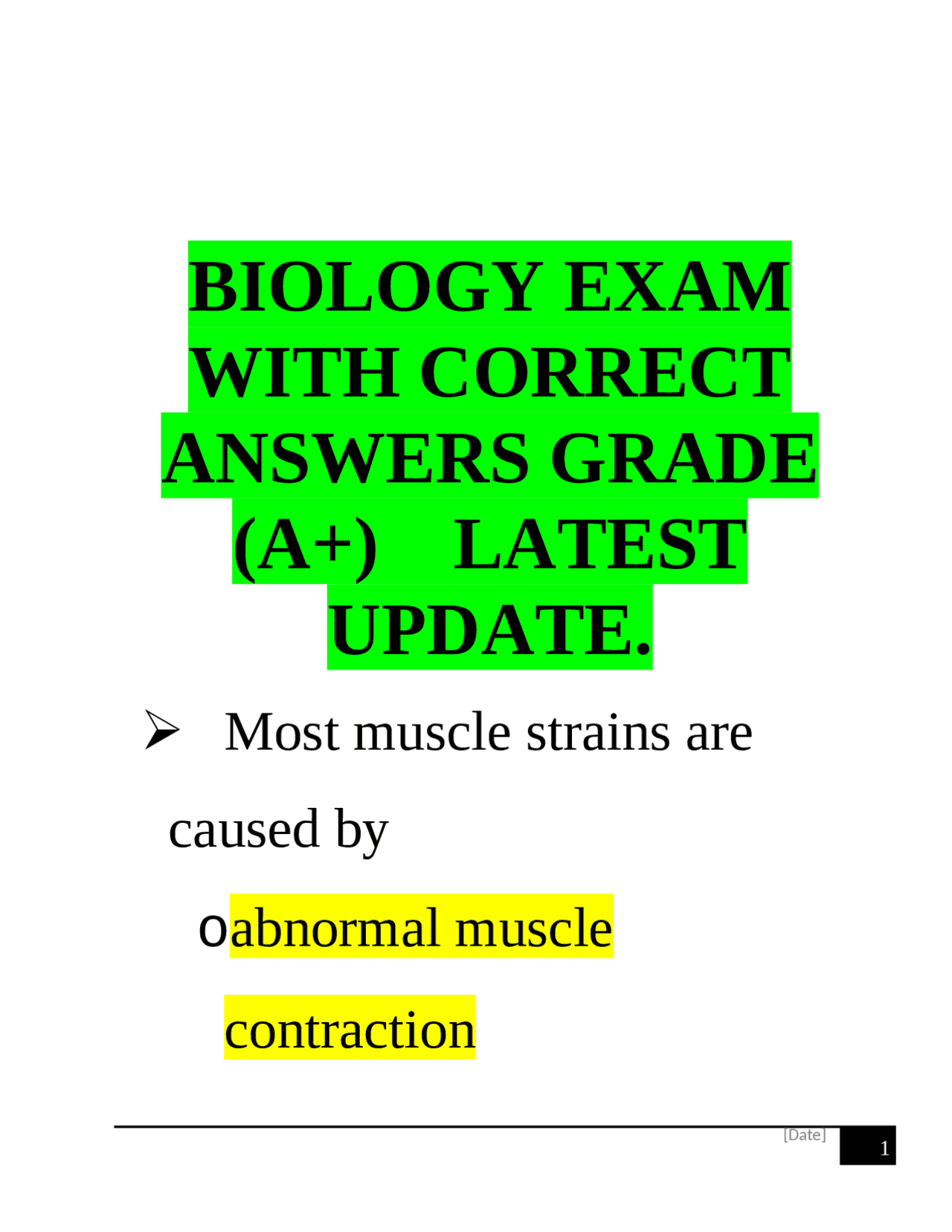 BIOLOGY EXAM WITH CORRECT ANSWERS GRADE (A+) LATEST UPDATE. | Exams ...