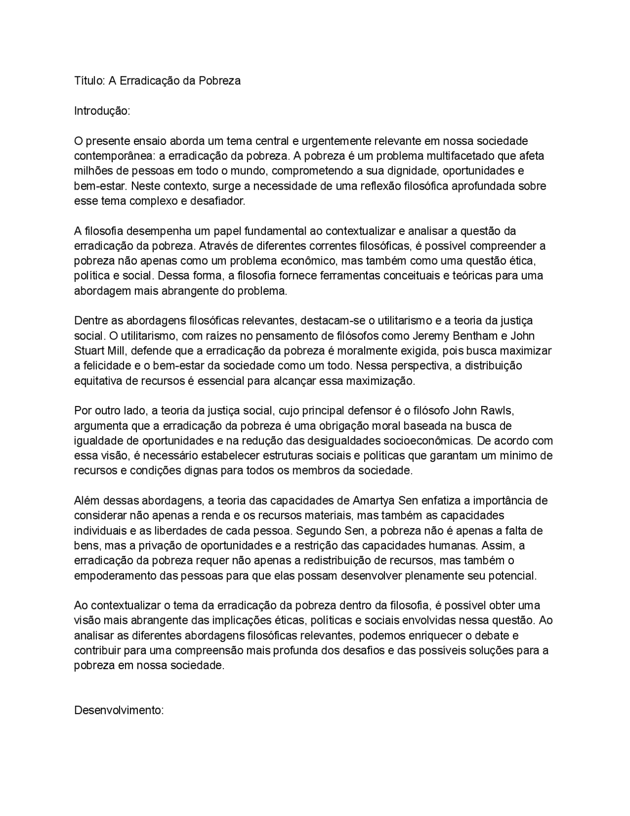 ensaio filosofico do 10 ano para apresentar | Resumos Filosofia | Docsity