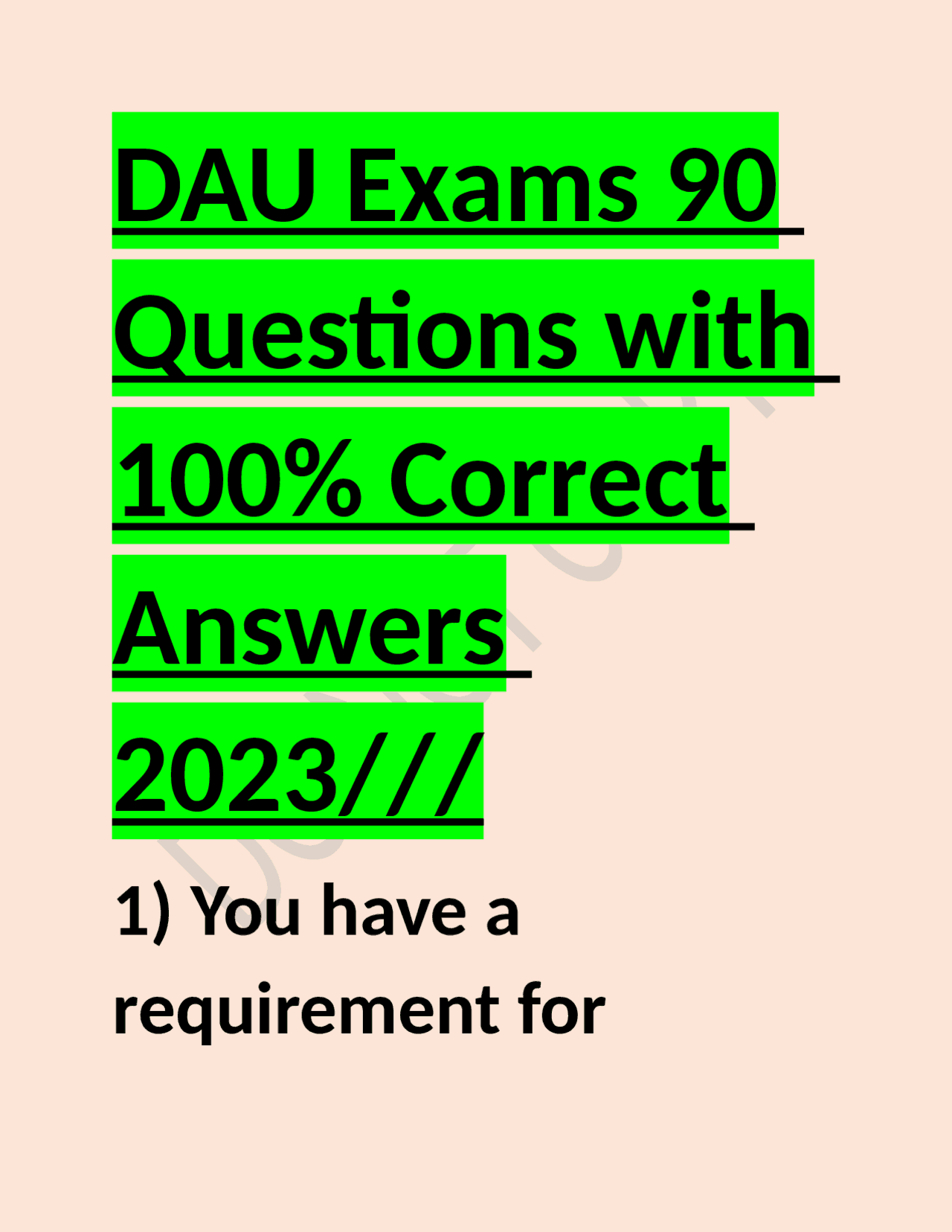 DAU Exams Questions with 100% Correct Answers 2023 Latest | Exams ...