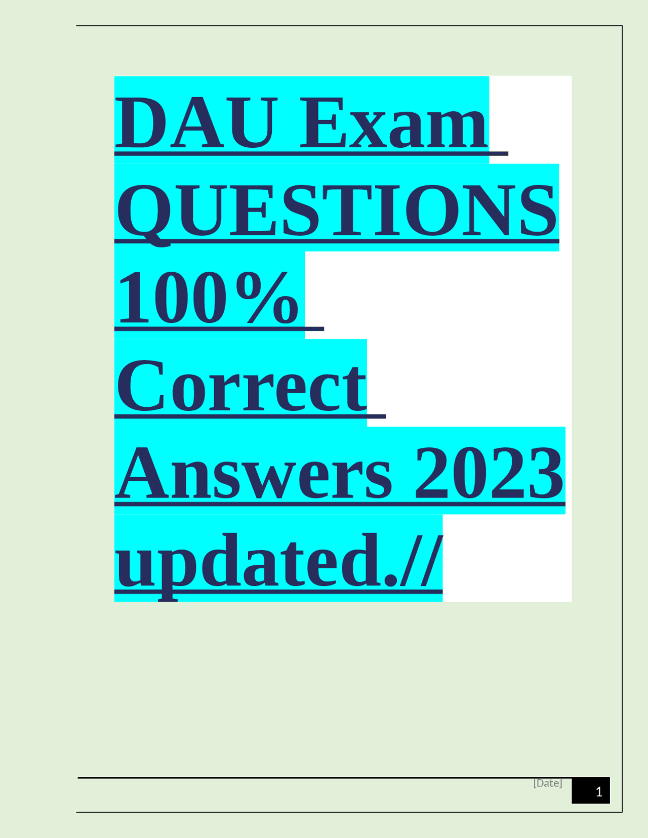 DAU Exam QUESTIONS 100% Correct Answers 2023 updated.// | Exams ...