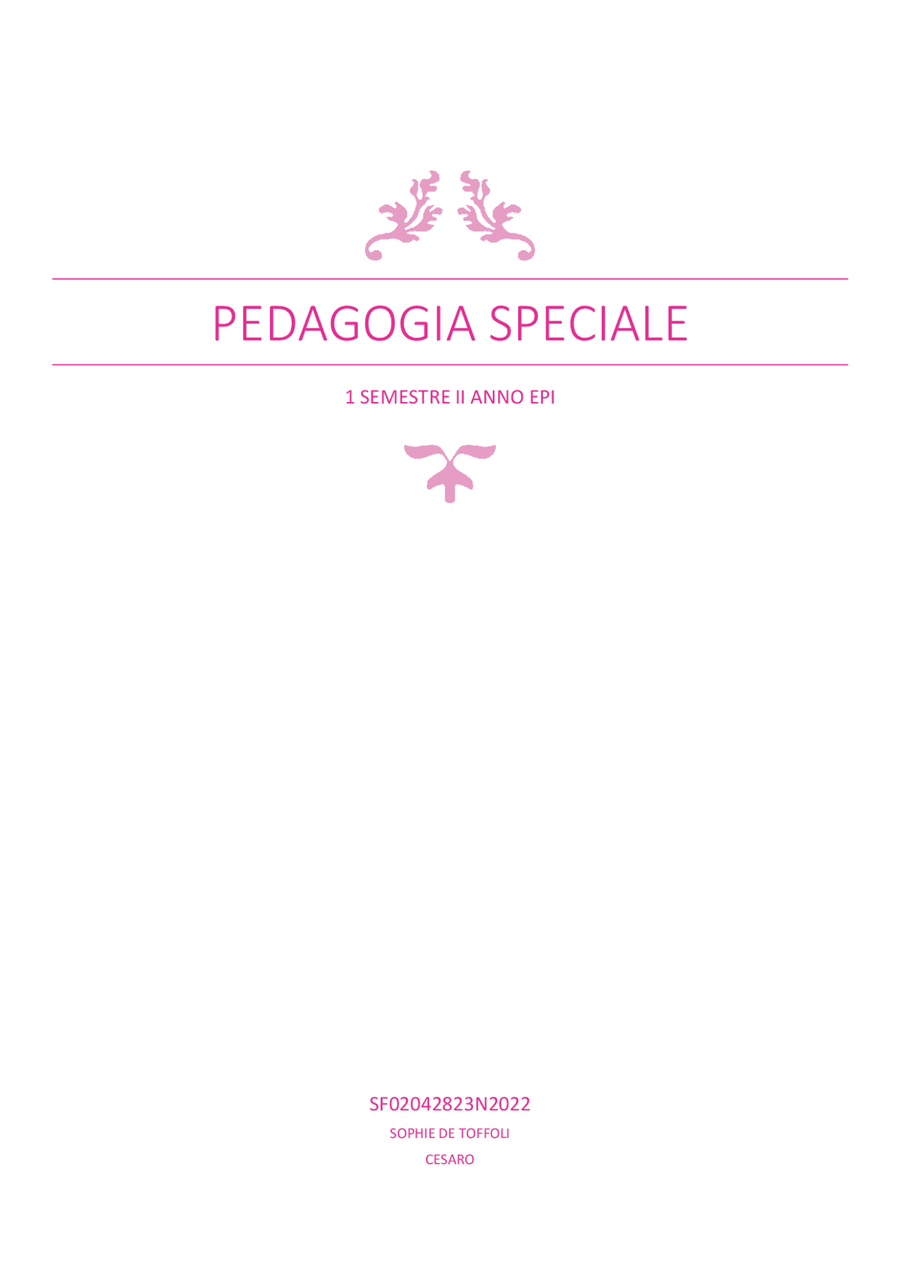 Appunti lezioni Pedagogia speciale | Appunti di Pedagogia | Docsity