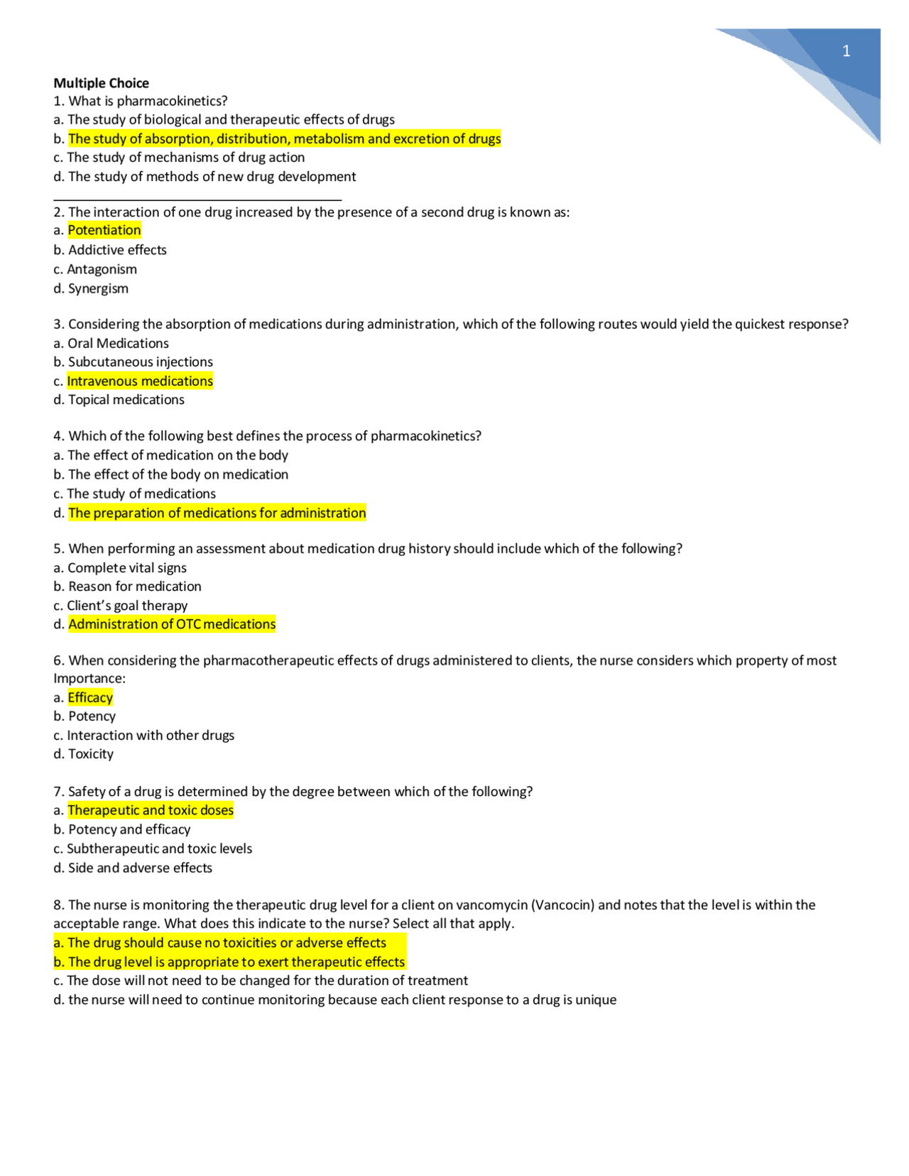 PHARMACOLOGY MODULE ANSWERS QUIZZES AND TEST BANK COMPLETE SOLUTION ...