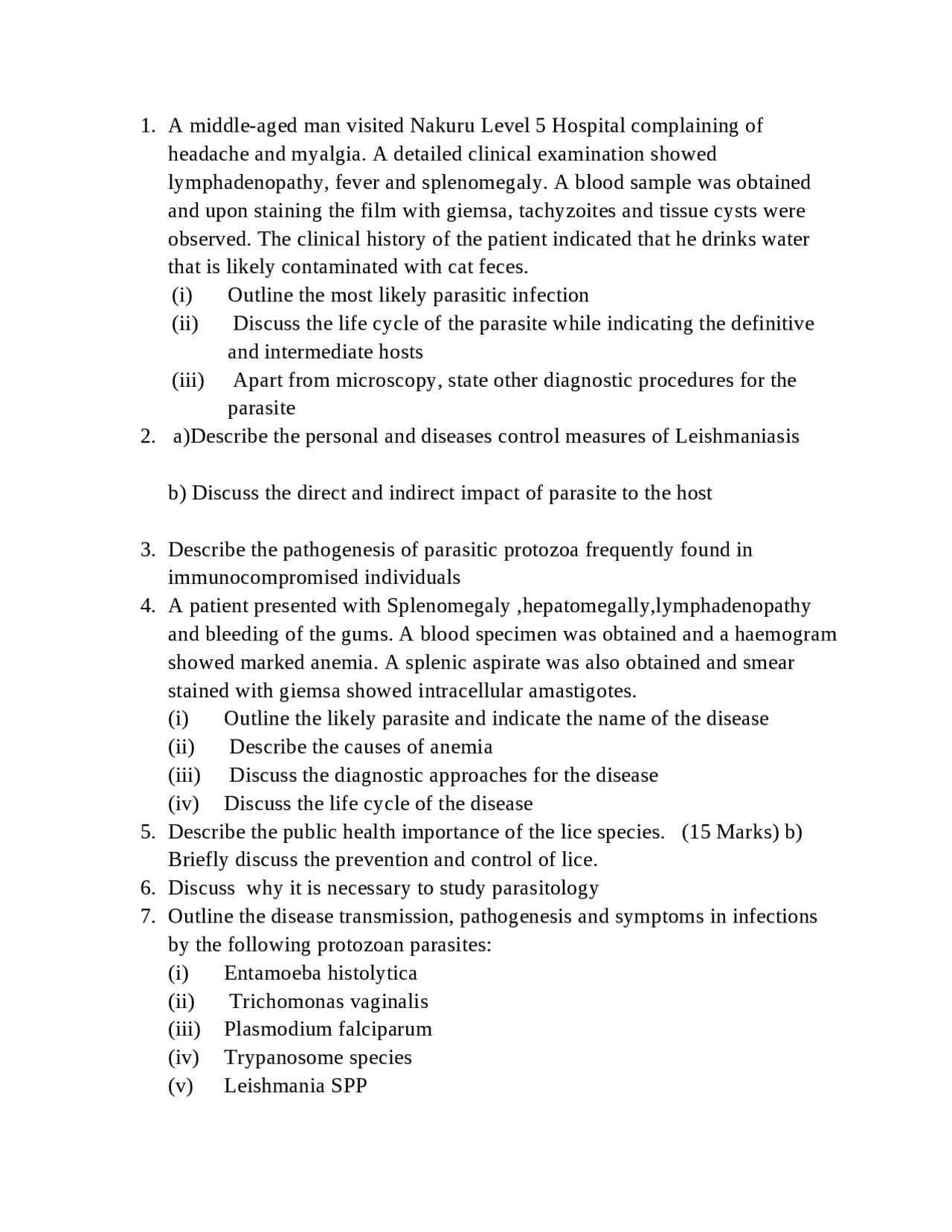 medical parasitology | Lab Reports Parasitology | Docsity