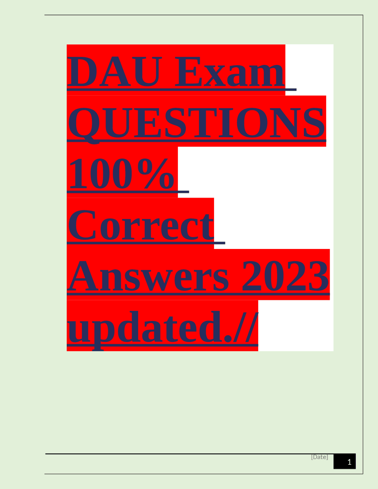 DAU Exam QUESTIONS 100% Correct Answers 2023 updated.// | Exams ...