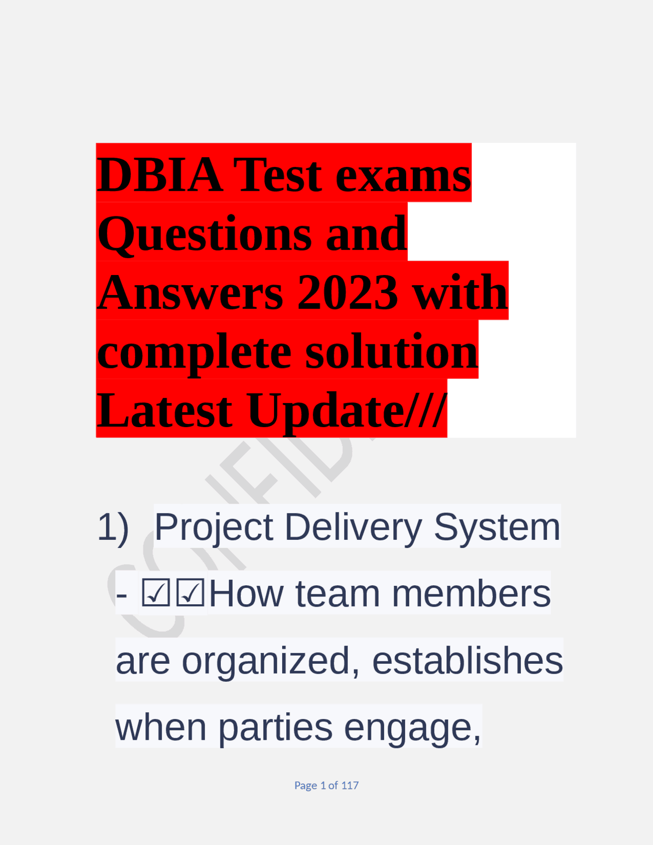 DBIA Test exams Questions and Answers 2023 with complete solution ...